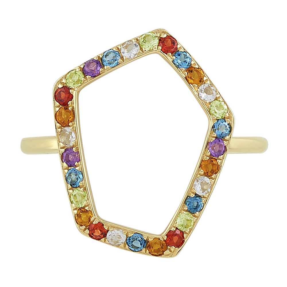 Round Multi-Colored Gemstone Geometric Ring | Shane Co.