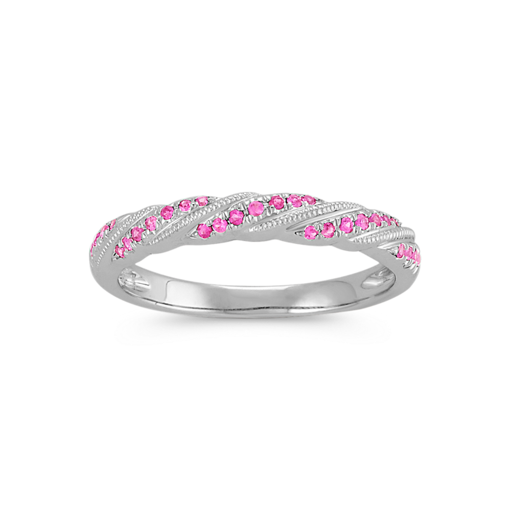 Round Pink Sapphire Stackable Ring | Shane Co.