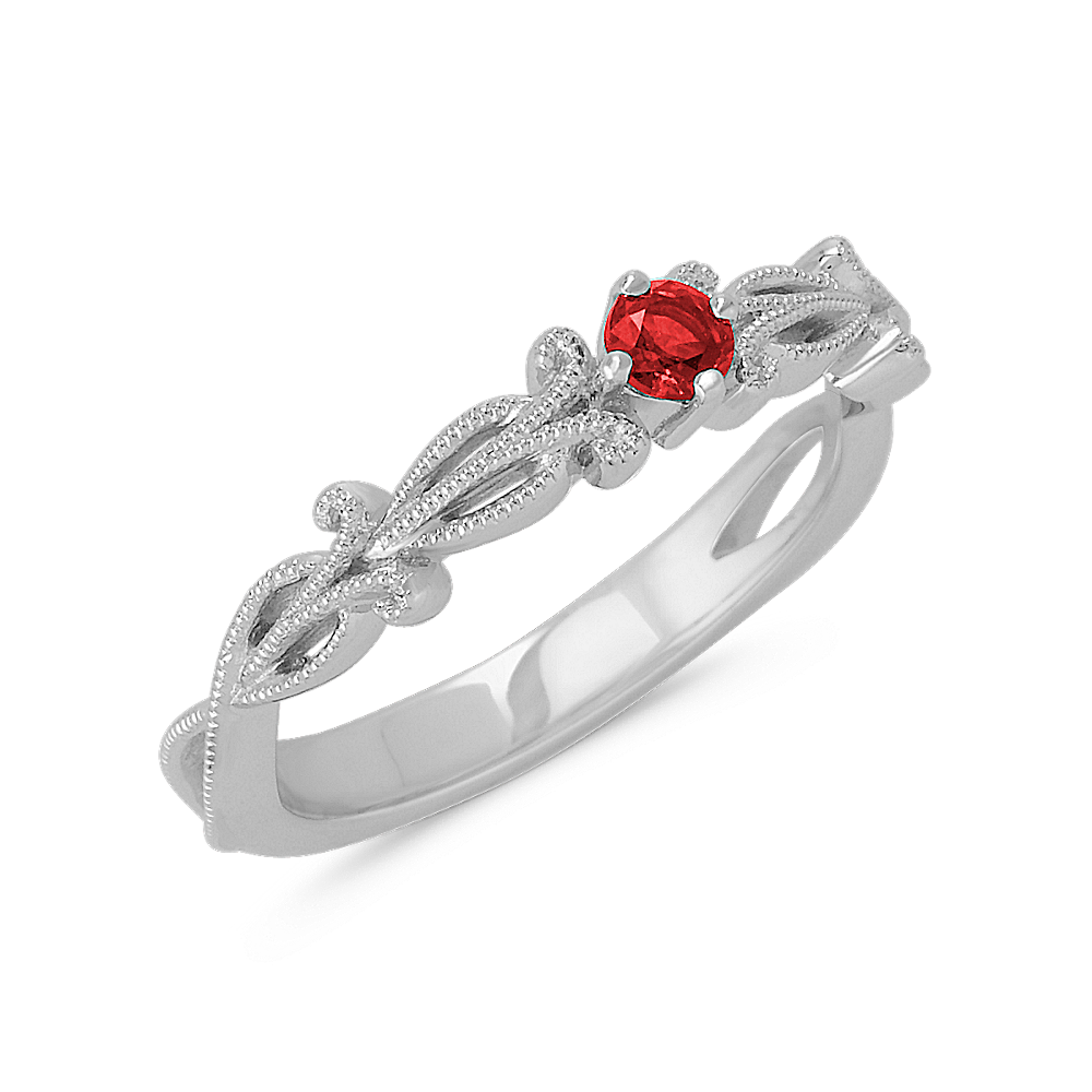 Leda Ruby Stackable Ring in Sterling Silver | Shane Co.