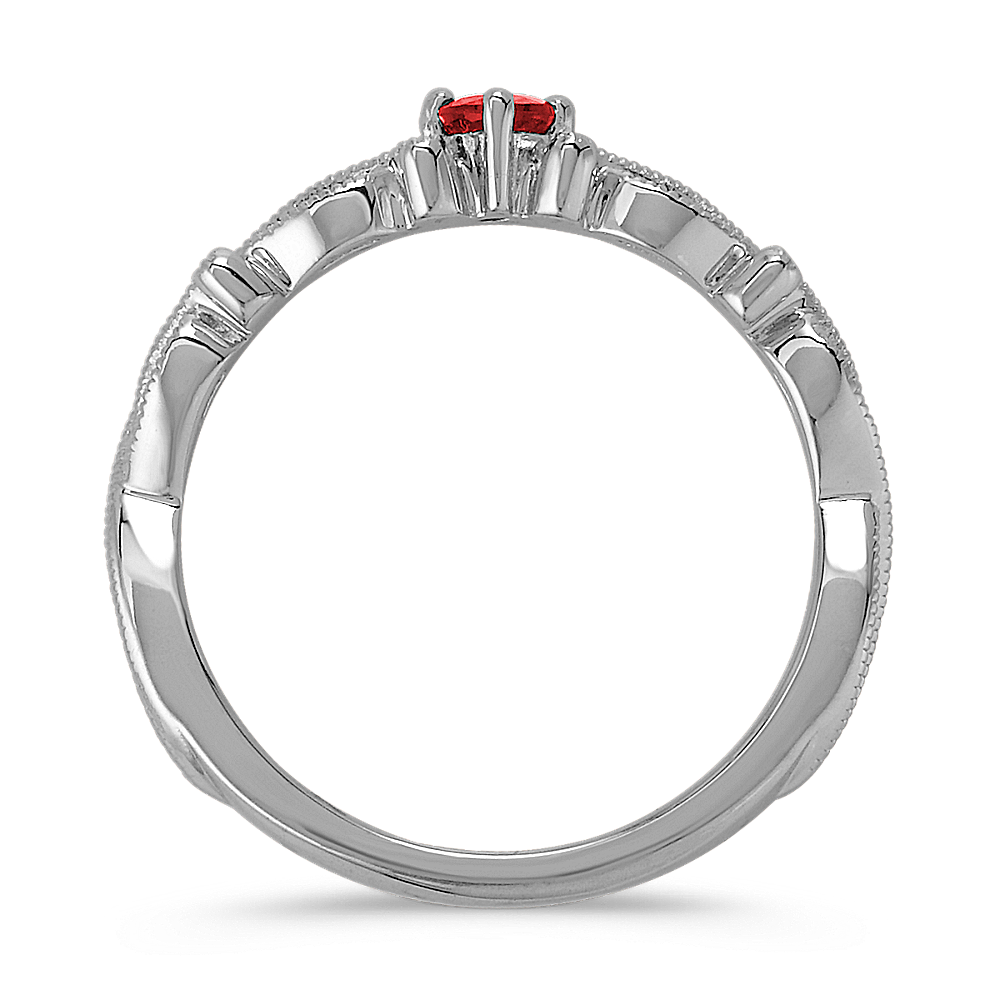 Leda Ruby Stackable Ring in Sterling Silver | Shane Co.