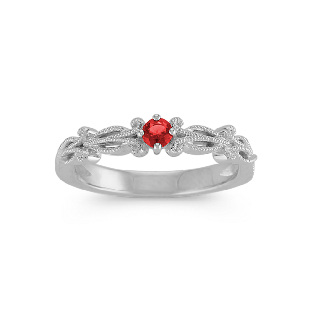 Leda Ruby Stackable Ring in Sterling Silver | Shane Co.