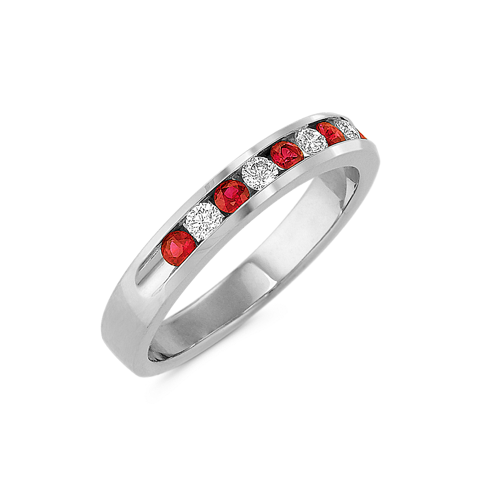 Round Ruby and Diamond Wedding Band | Shane Co.