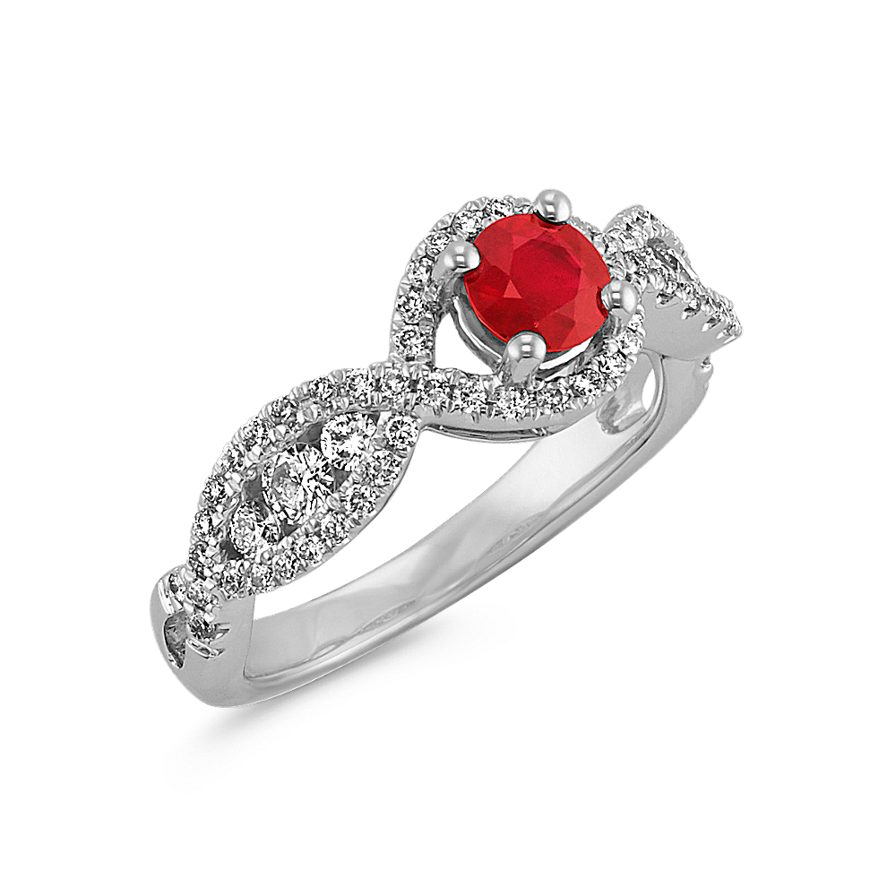 Round Ruby and Round Diamond Infinity Ring | Shane Co.