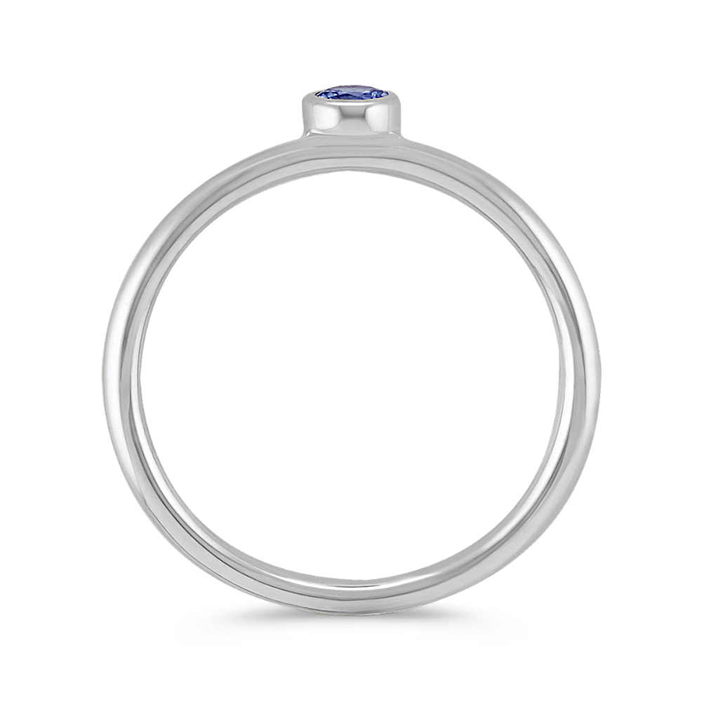 Round Traditional Sapphire Stackable Ring in 14k White Gold | Shane Co.
