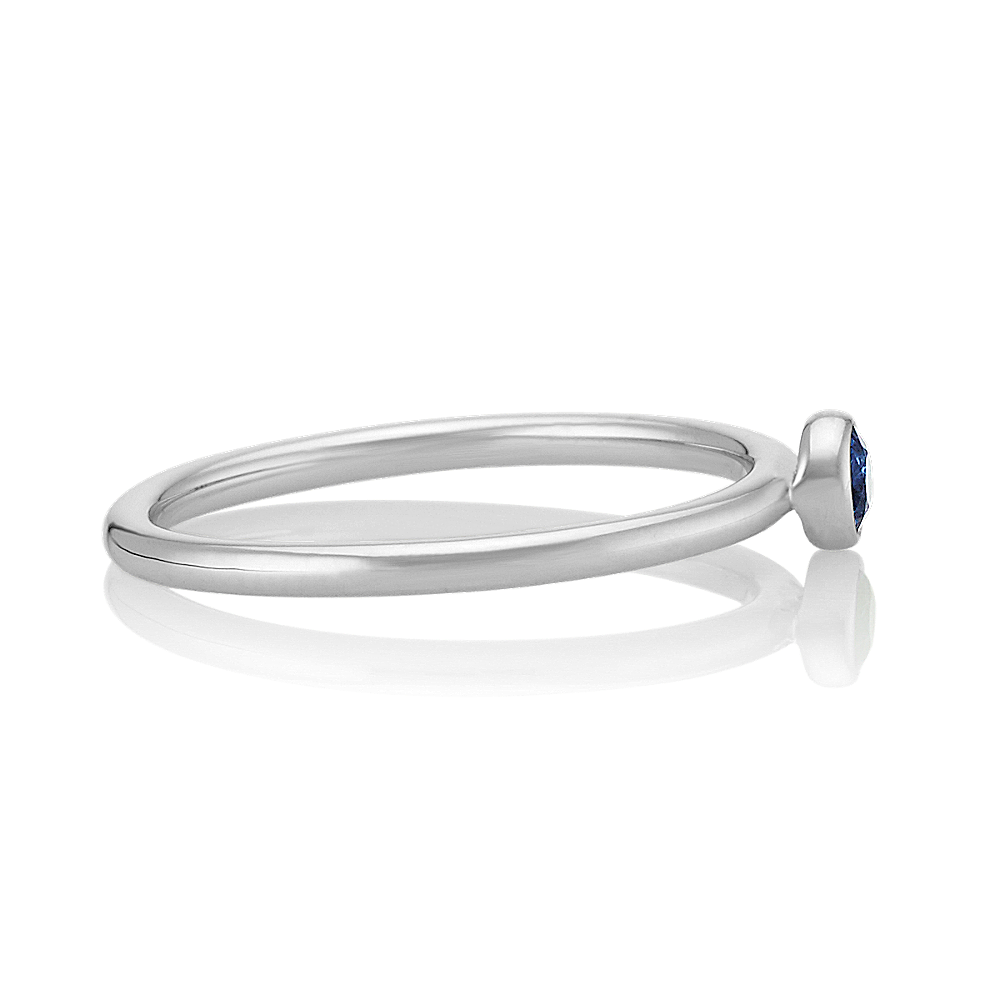 Round Traditional Sapphire Stackable Ring in 14k White Gold | Shane Co.