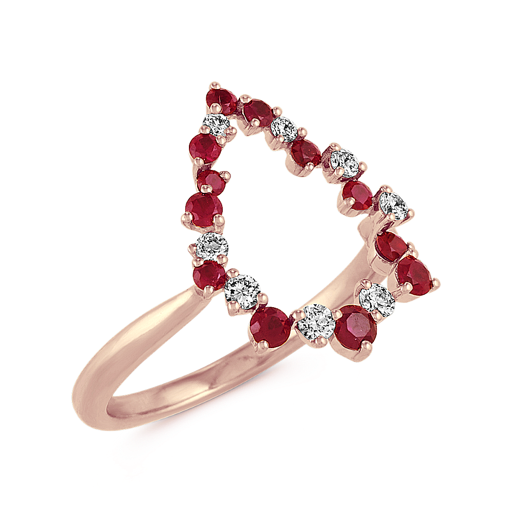 Ruby and Diamond Ring in 14k Rose Gold | Shane Co.