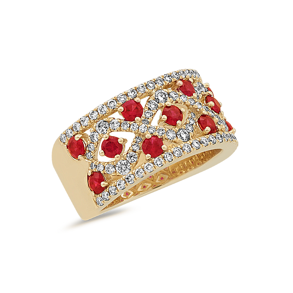 Ruby and Diamond Ring in 14k Yellow Gold | Shane Co.