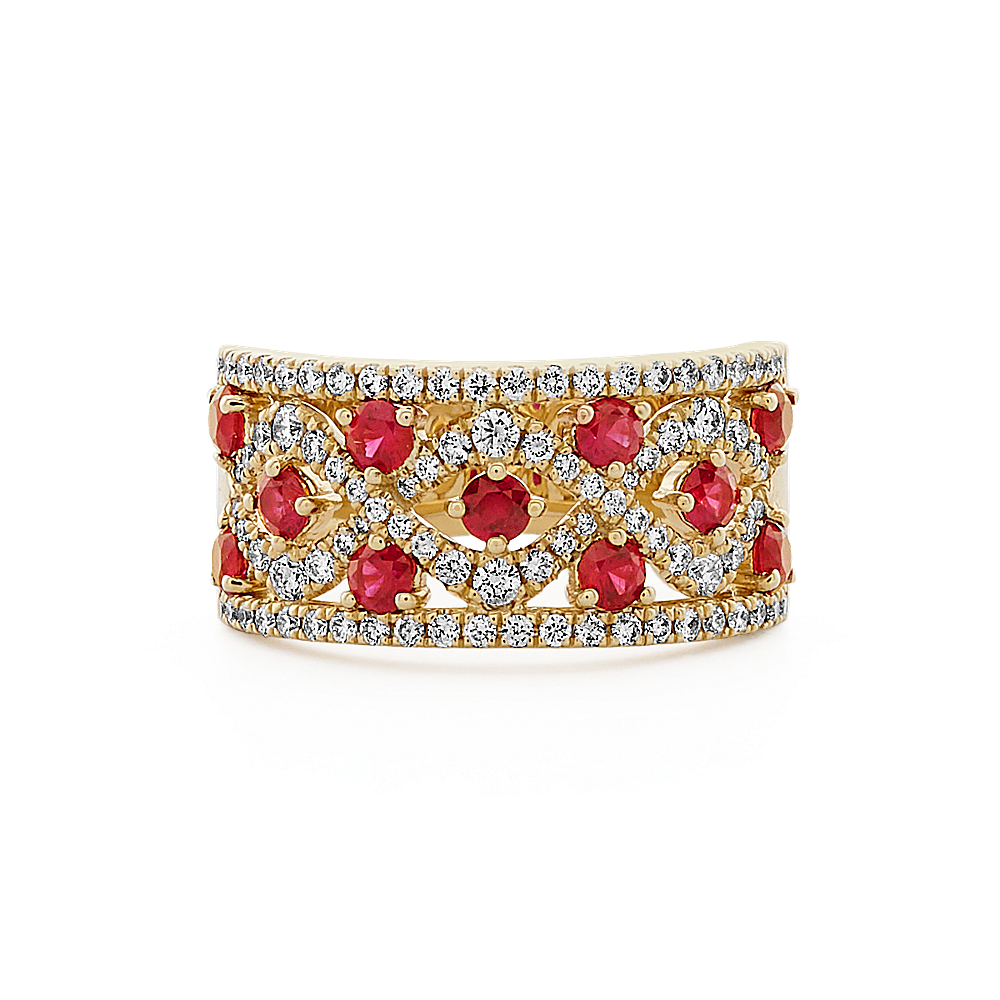 Ruby and Diamond Ring in 14k Yellow Gold | Shane Co.