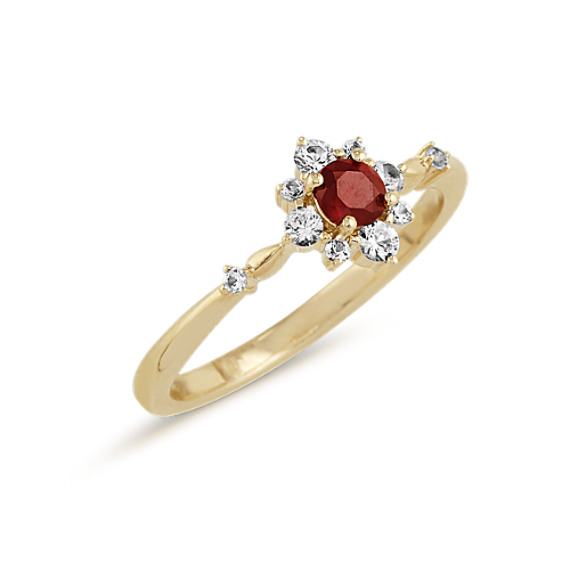 Ruby and White Sapphire Ring in 14k Yellow Gold | Shane Co.