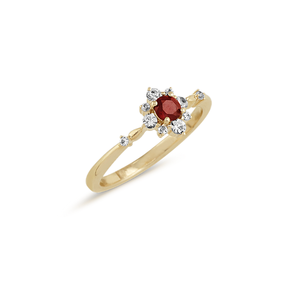 Ruby and White Sapphire Ring in 14k Yellow Gold | Shane Co.