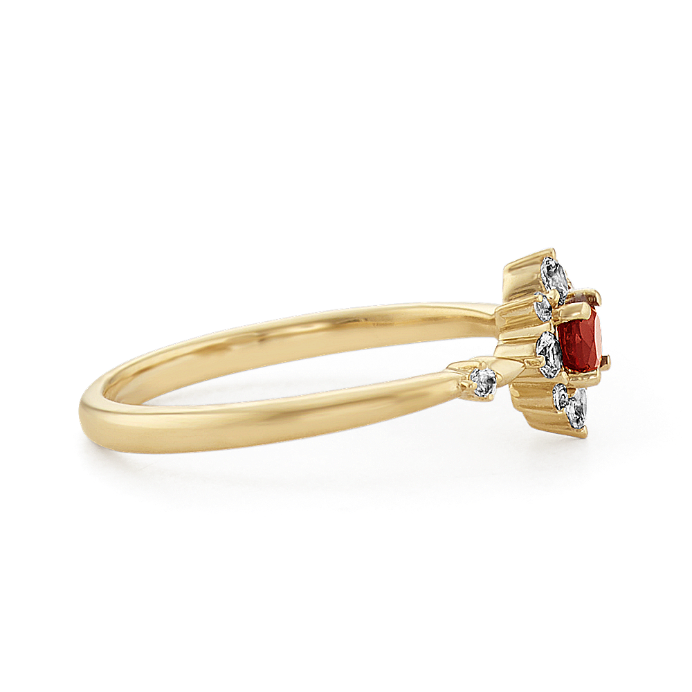 Ruby and White Sapphire Ring in 14k Yellow Gold | Shane Co.