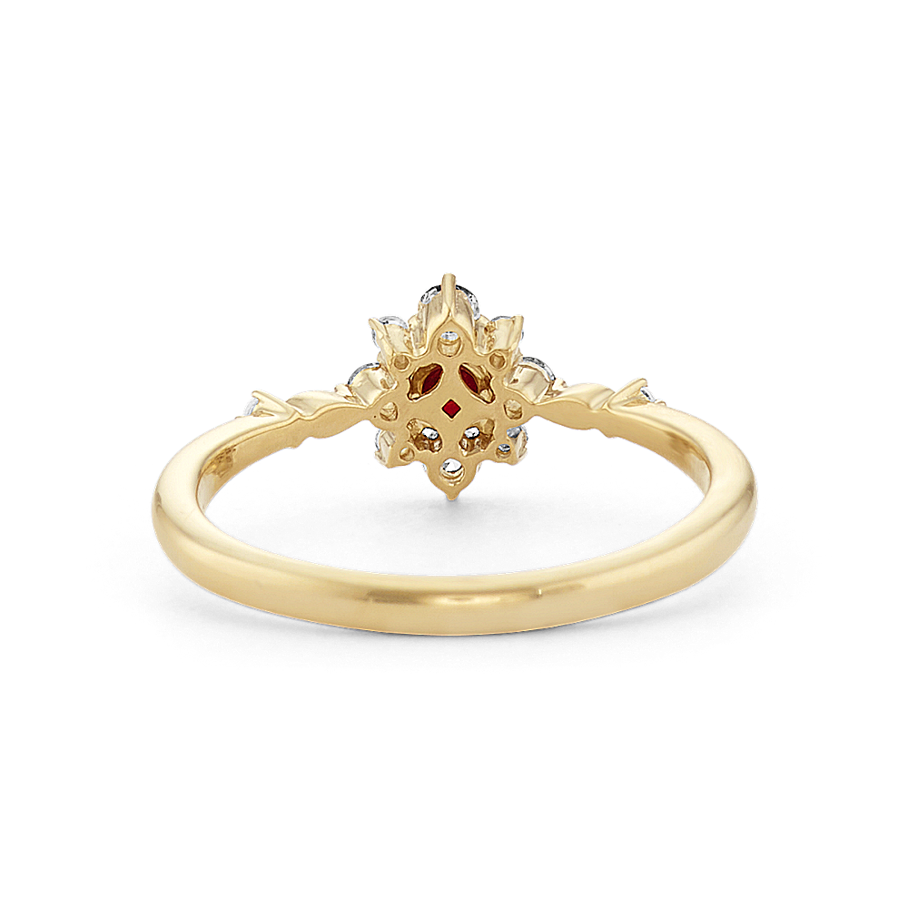 Ruby and White Sapphire Ring in 14k Yellow Gold | Shane Co.