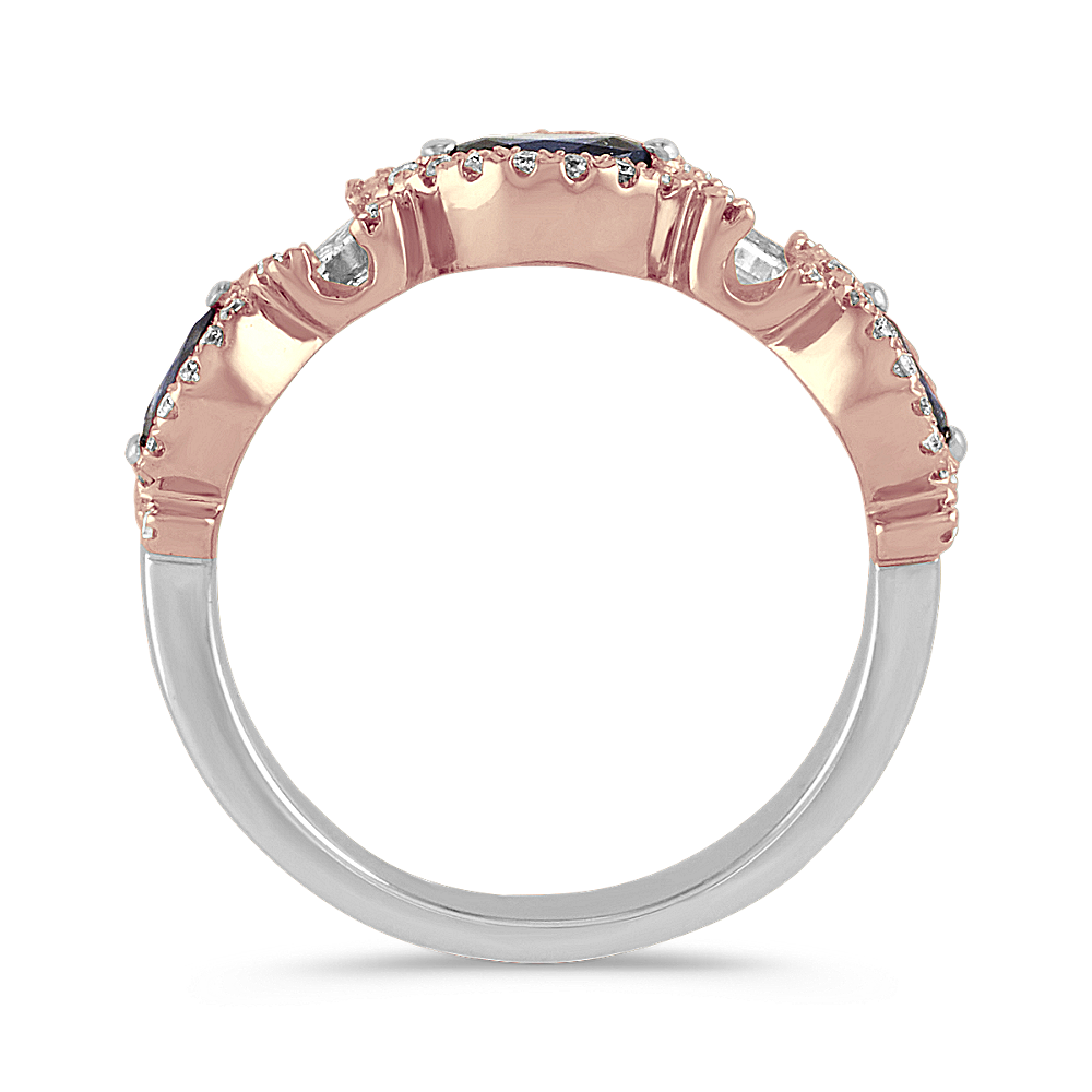 Sapphire and Diamond Ring in 14k Two-Tone Gold | Shane Co.