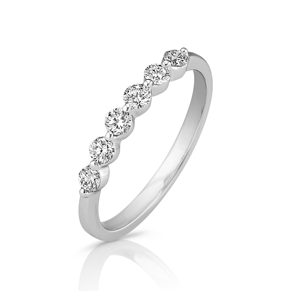 Six-Stone Round Diamond Wedding Band in Platinum | Shane Co.