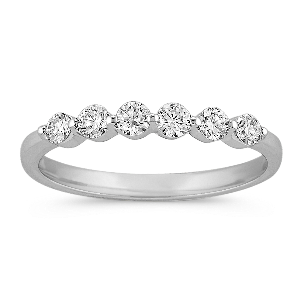 Six-Stone Round Diamond Wedding Band in Platinum | Shane Co.