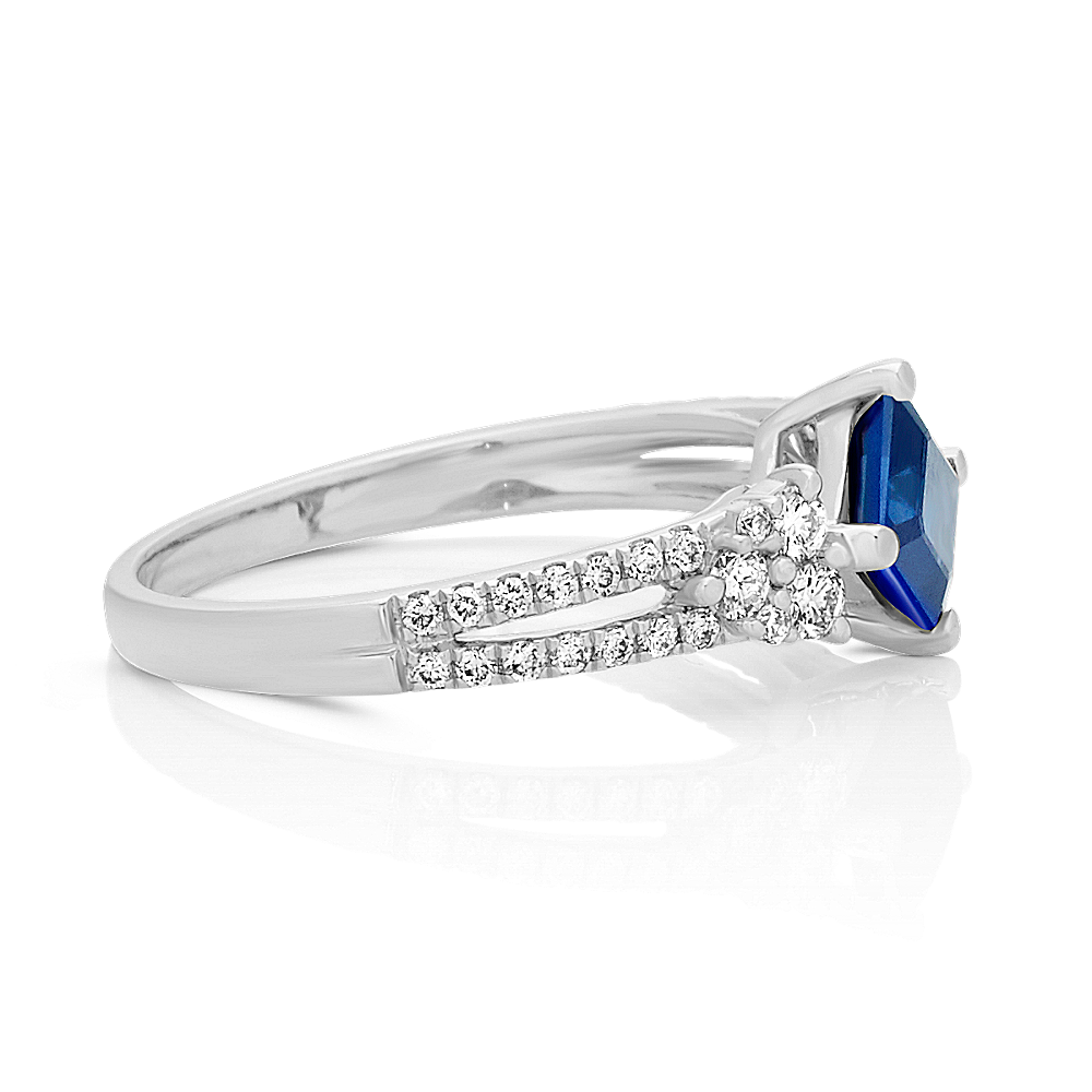 Square Cut Traditional Sapphire and Round Diamond Fashion Ring | Shane Co.