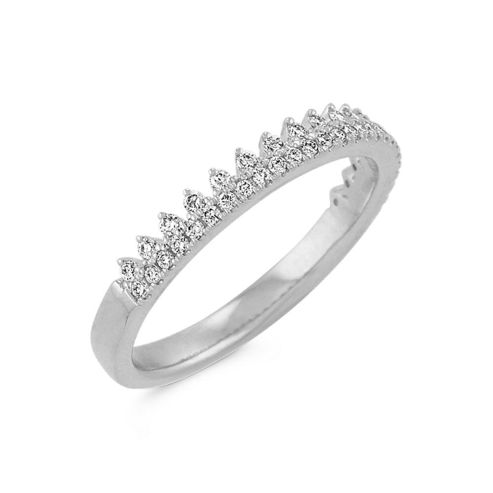 Stackable Pave-Set Round Diamond Ring in White Gold | Shane Co.