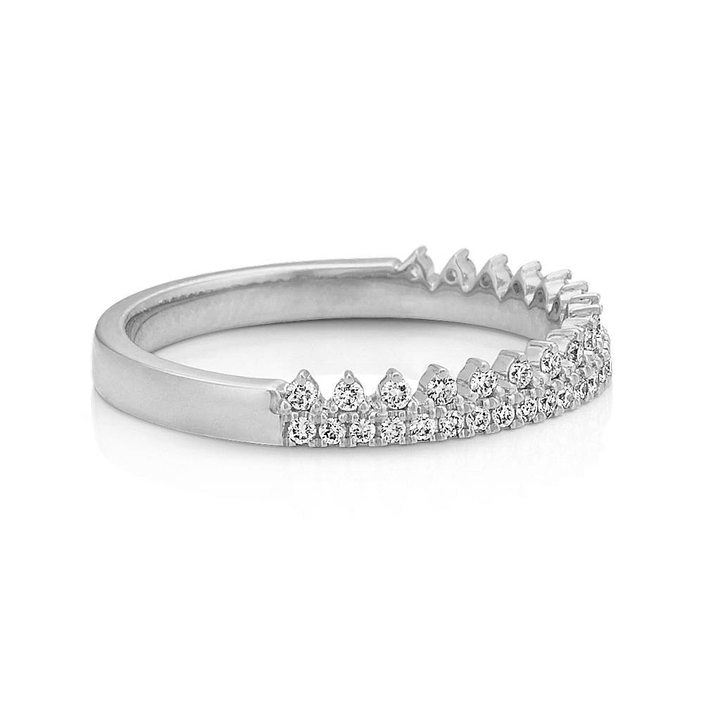 Stackable Pave-Set Round Diamond Ring in White Gold | Shane Co.