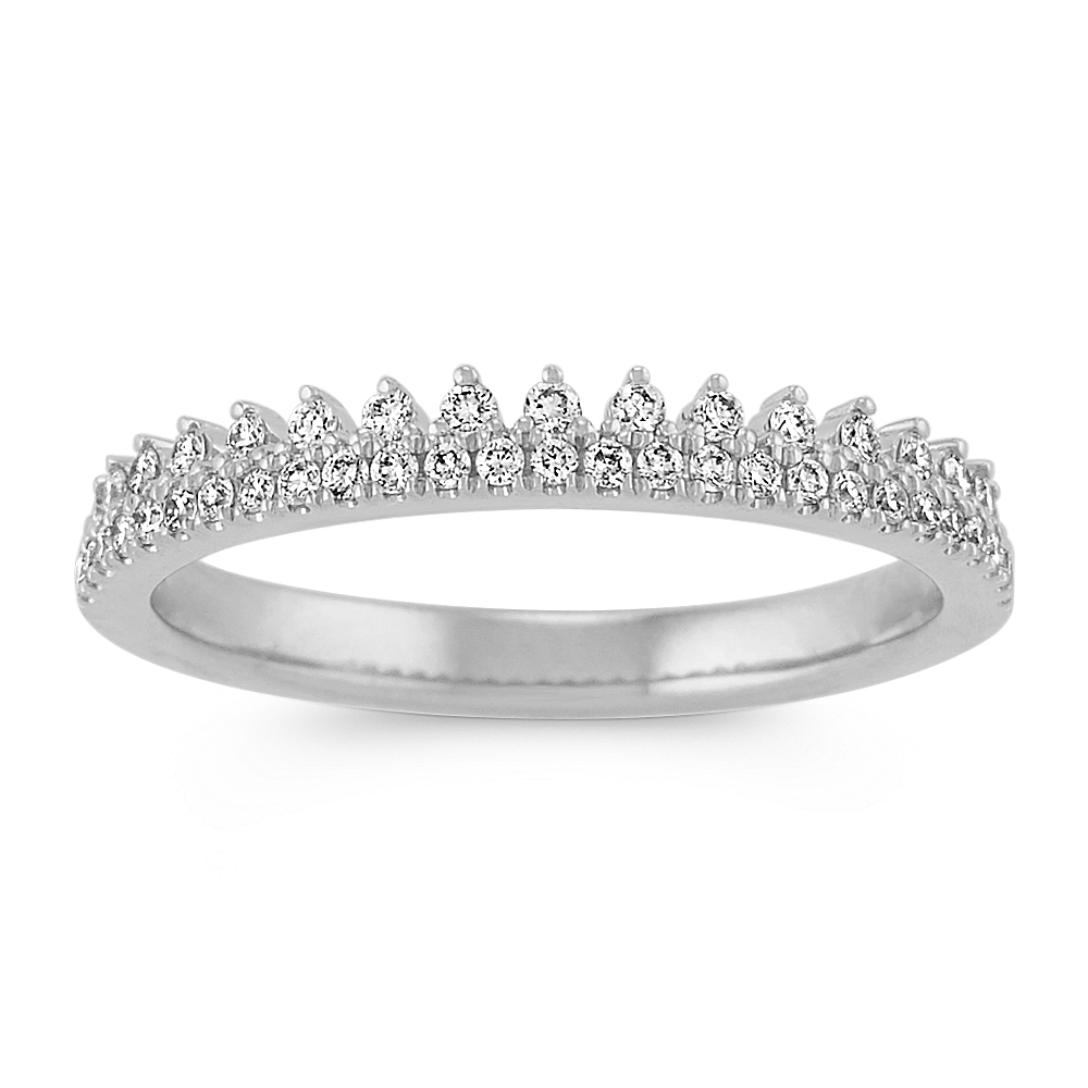 Stackable Pave-Set Round Diamond Ring in White Gold | Shane Co.