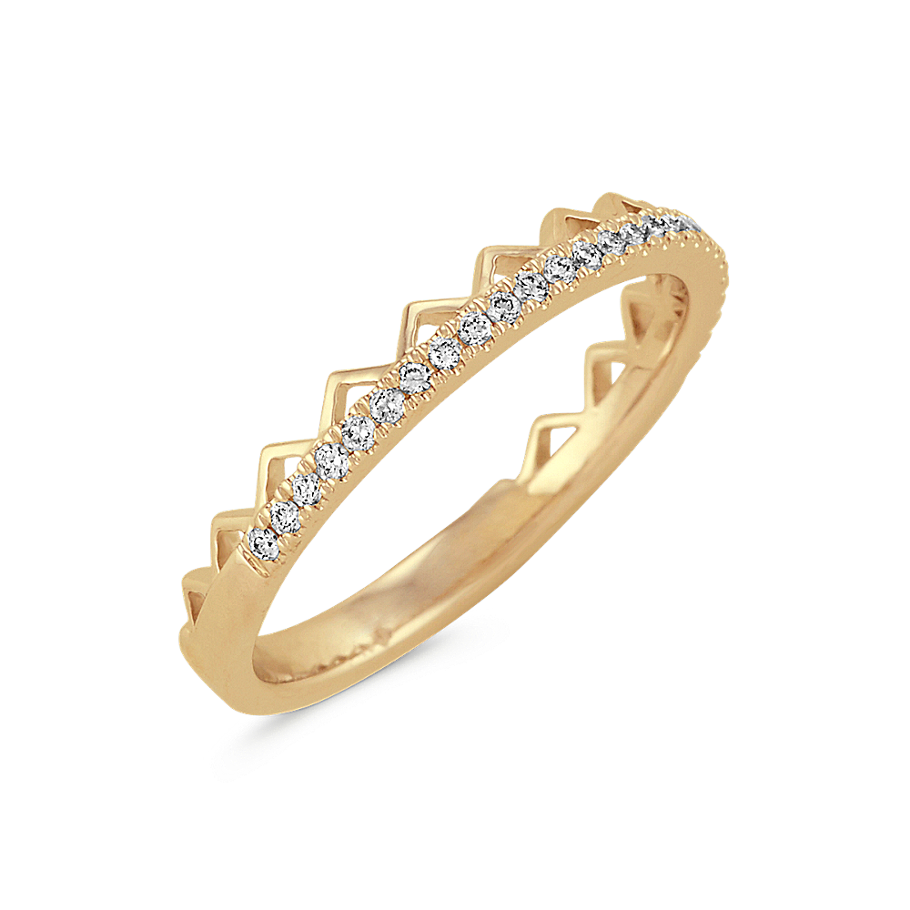 Stackable Pave-Set Round Diamond Ring in Yellow Gold | Shane Co.