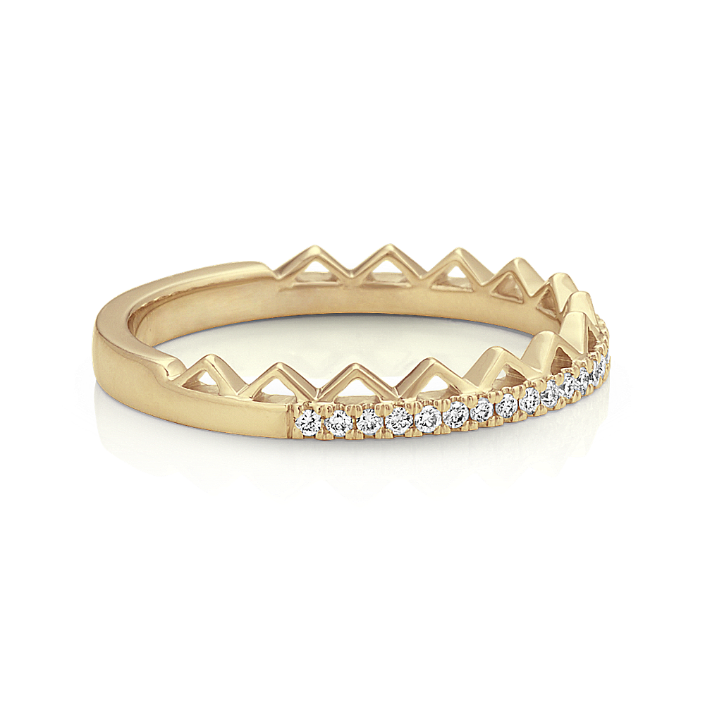 Stackable Pave-Set Round Diamond Ring in Yellow Gold | Shane Co.