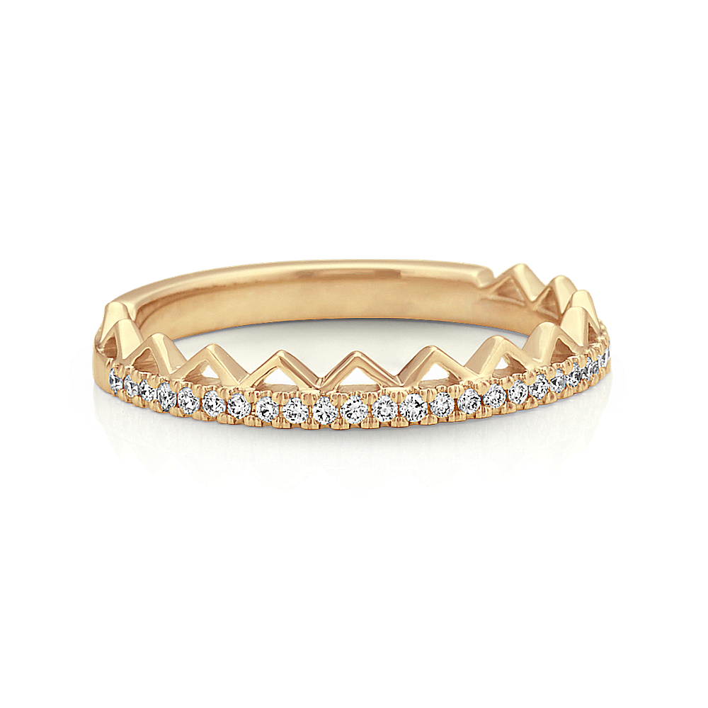 Stackable Pave-Set Round Diamond Ring in Yellow Gold | Shane Co.