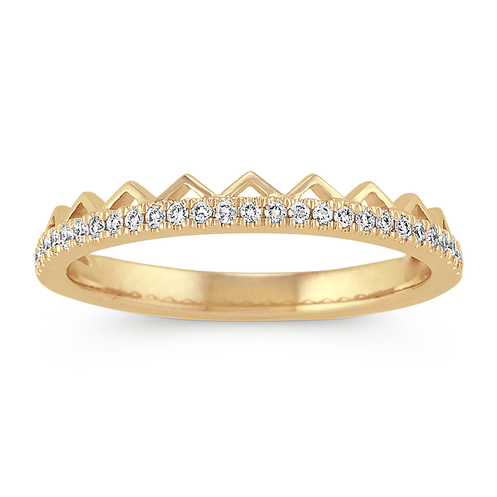 Stackable Pave-Set Round Diamond Ring in Yellow Gold | Shane Co.
