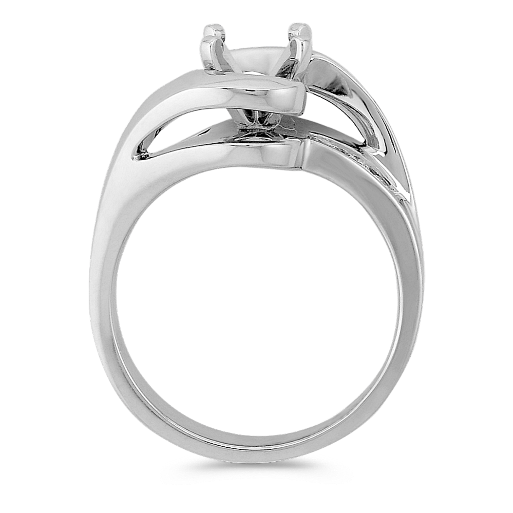 Swirl Diamond Engagement Ring with Channel Setting in White Gold ...