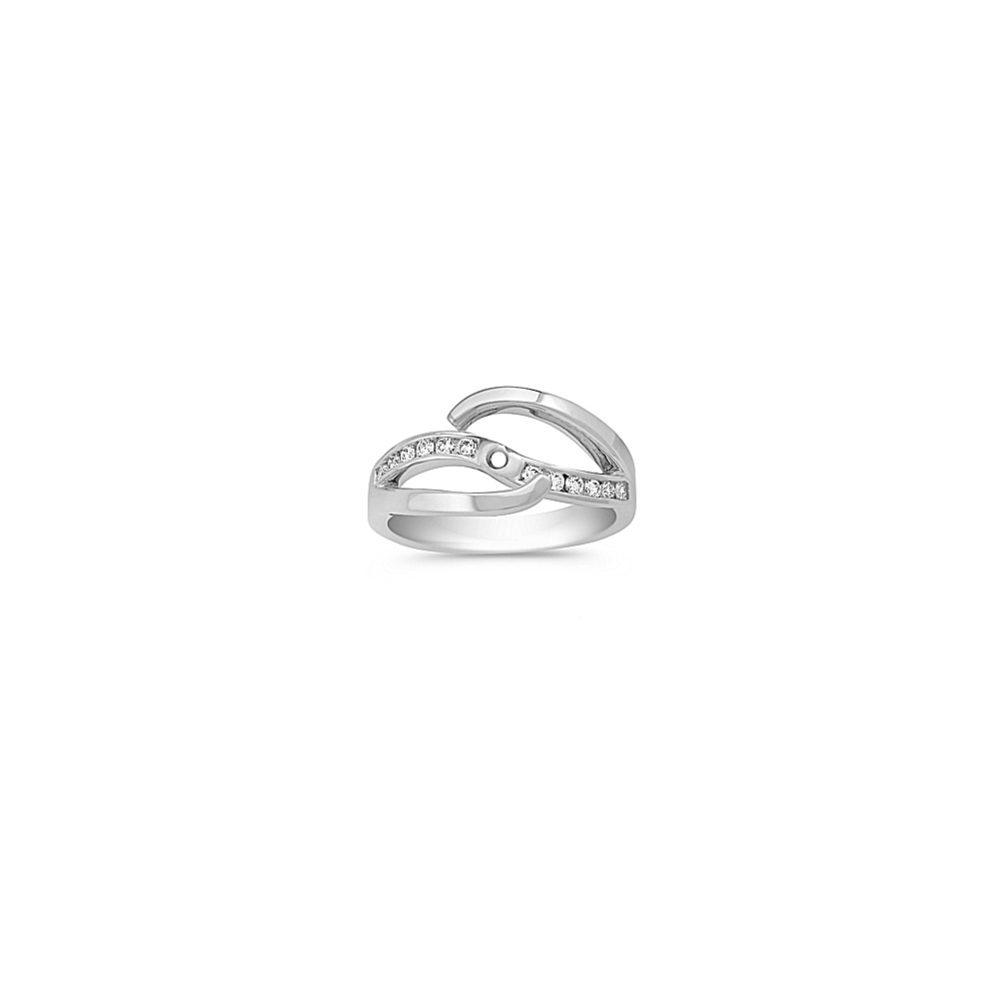 Swirl Diamond Engagement Ring with Channel-Setting in White Gold ...
