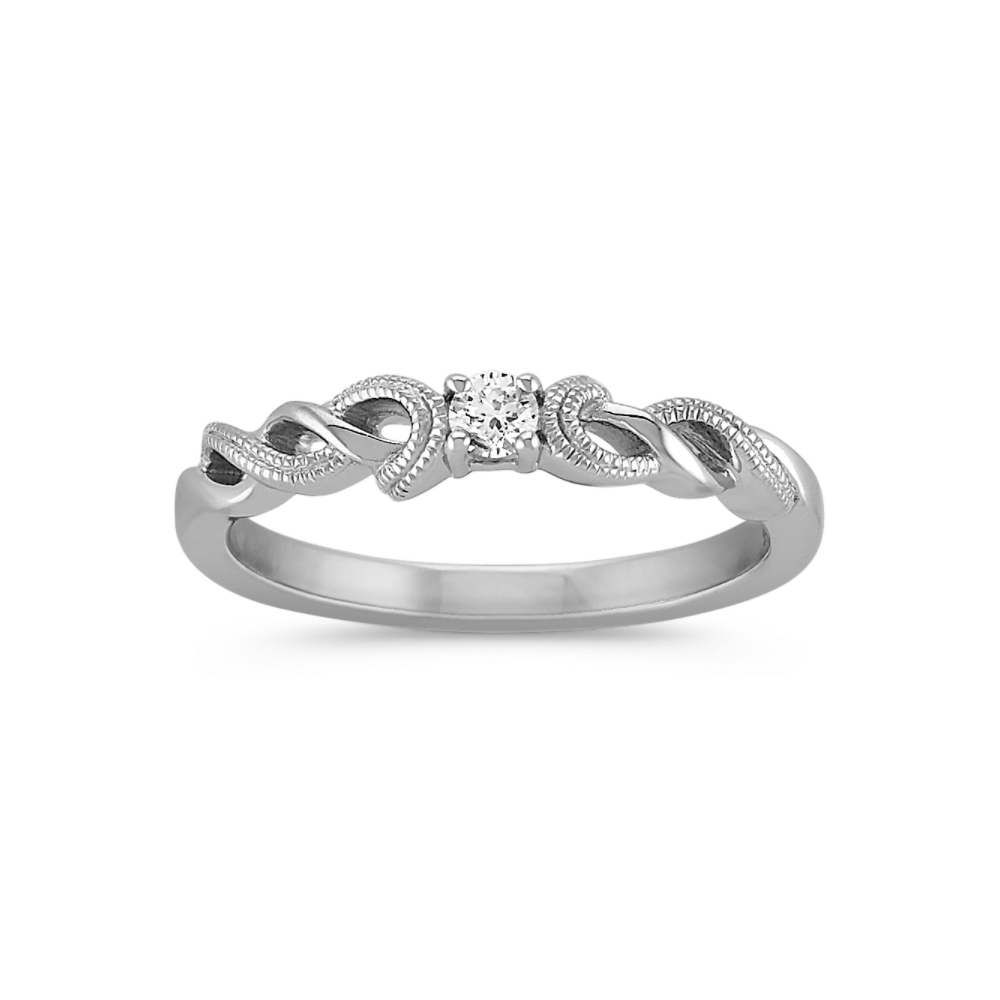Swirl Diamond Ring in Sterling Silver with Milgrain Detailing | Shane Co.