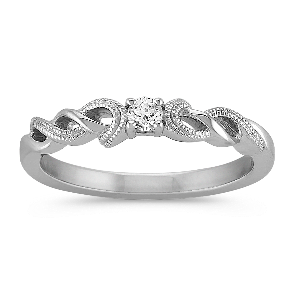 Swirl Diamond Ring in Sterling Silver with Milgrain Detailing | Shane Co.