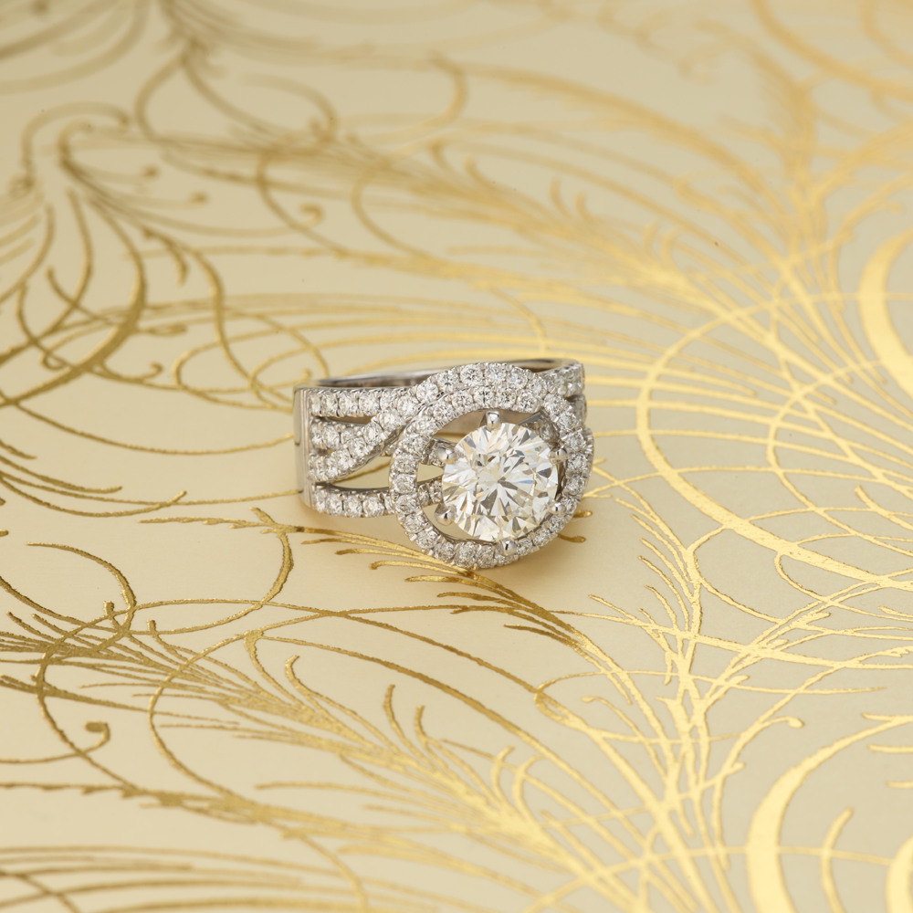 Swirl Engagement Ring with Round Pave-Set Diamonds | Shane Co.