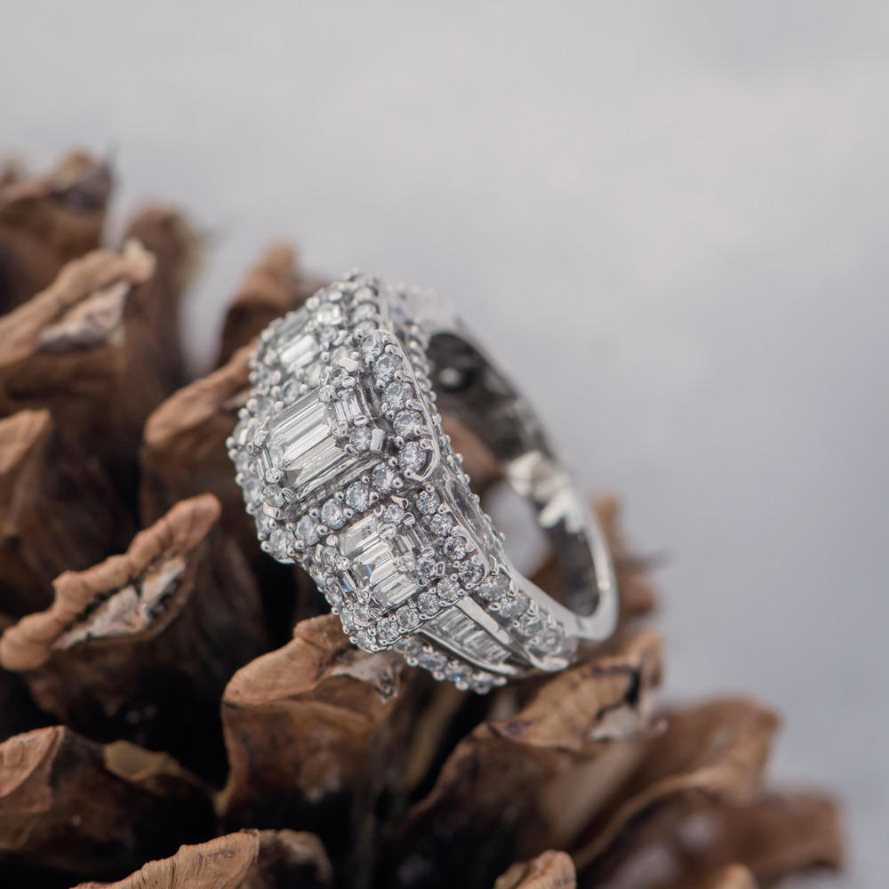 Three-Stone Baguette and Round Diamond Ring | Shane Co.