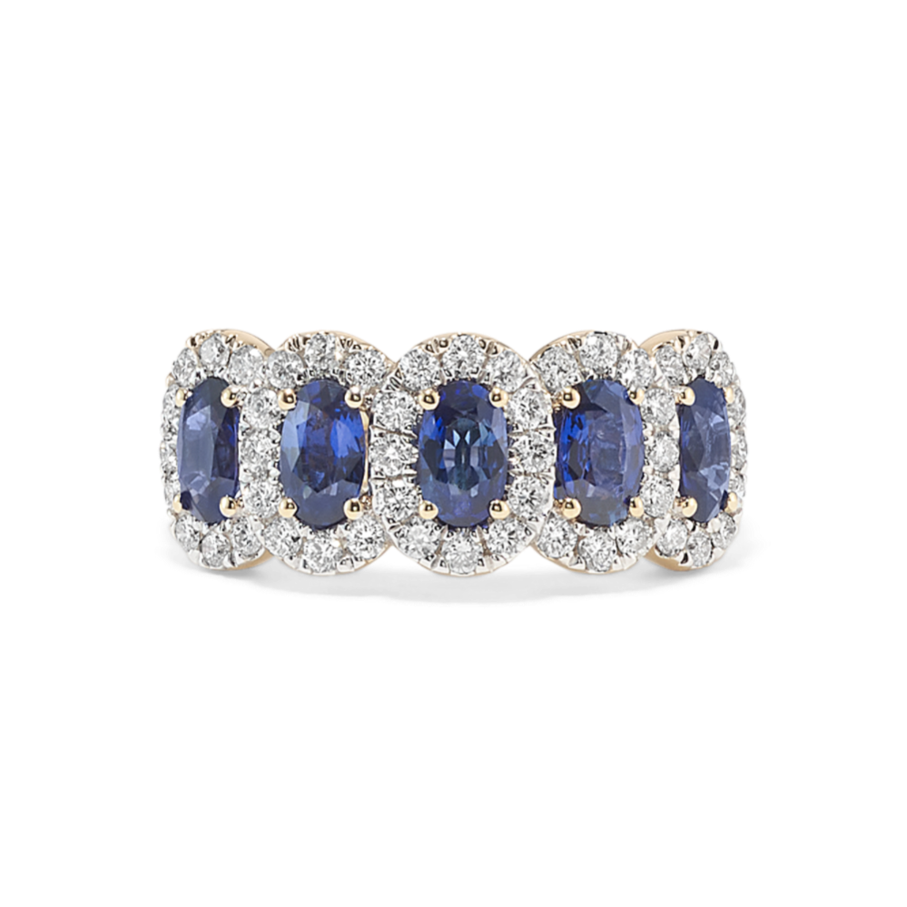 Diamond surrounded by sapphires ring store