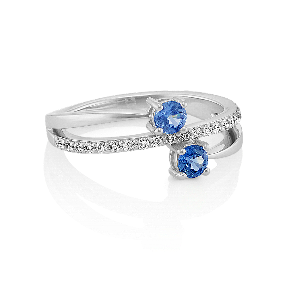 Two-Stone Round Kentucky Blue Sapphire and Diamond Ring | Shane Co.