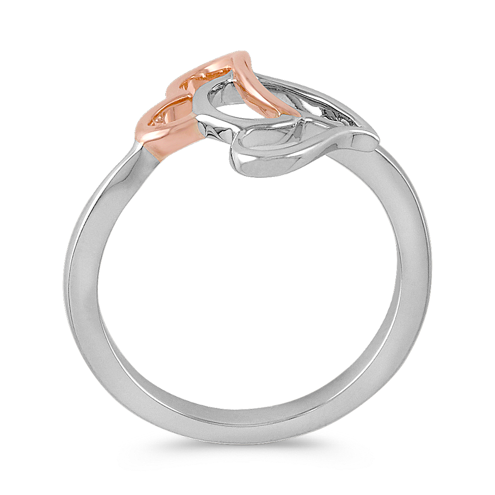 Two-Tone Sterling Silver and Gold Double Heart Ring | Shane Co.