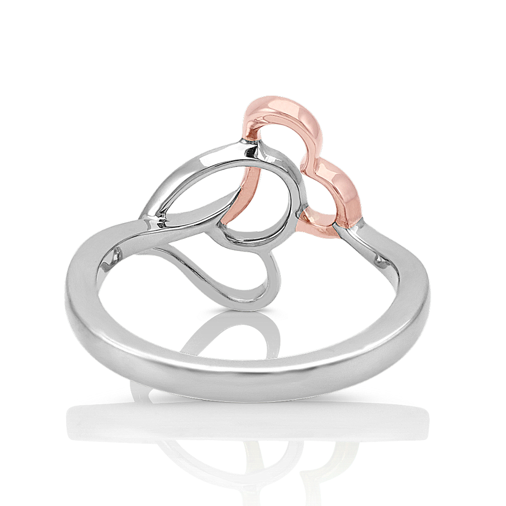 Two-Tone Sterling Silver and Gold Double Heart Ring | Shane Co.
