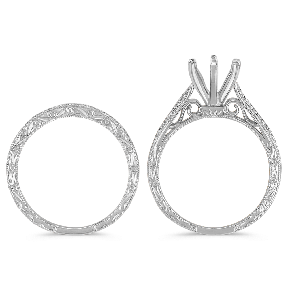 Vera Vintage Cathedral Diamond Wedding Set in Platinum with Pave ...