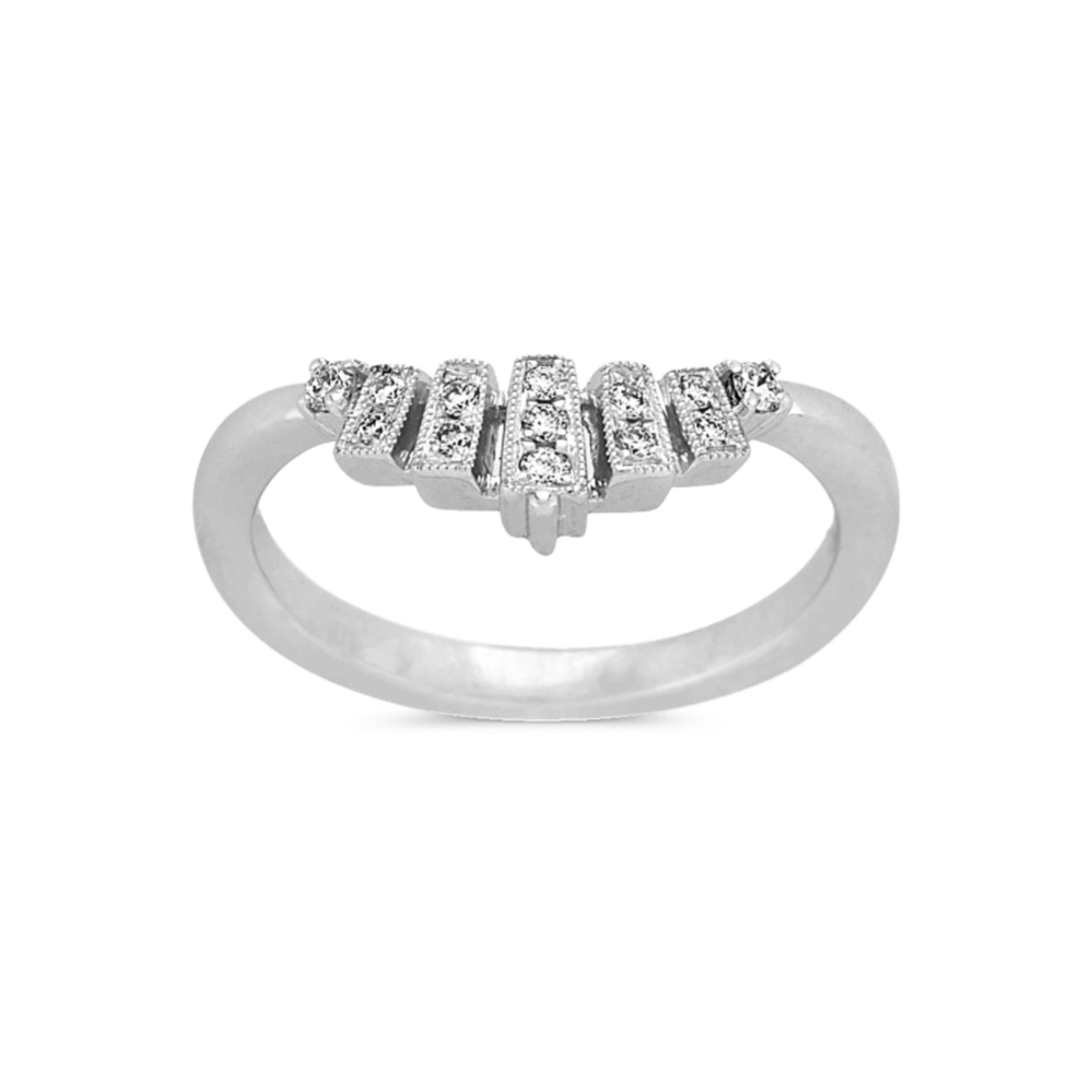 Vintage Contour Wedding Band In 14K White Gold | Shane Co.