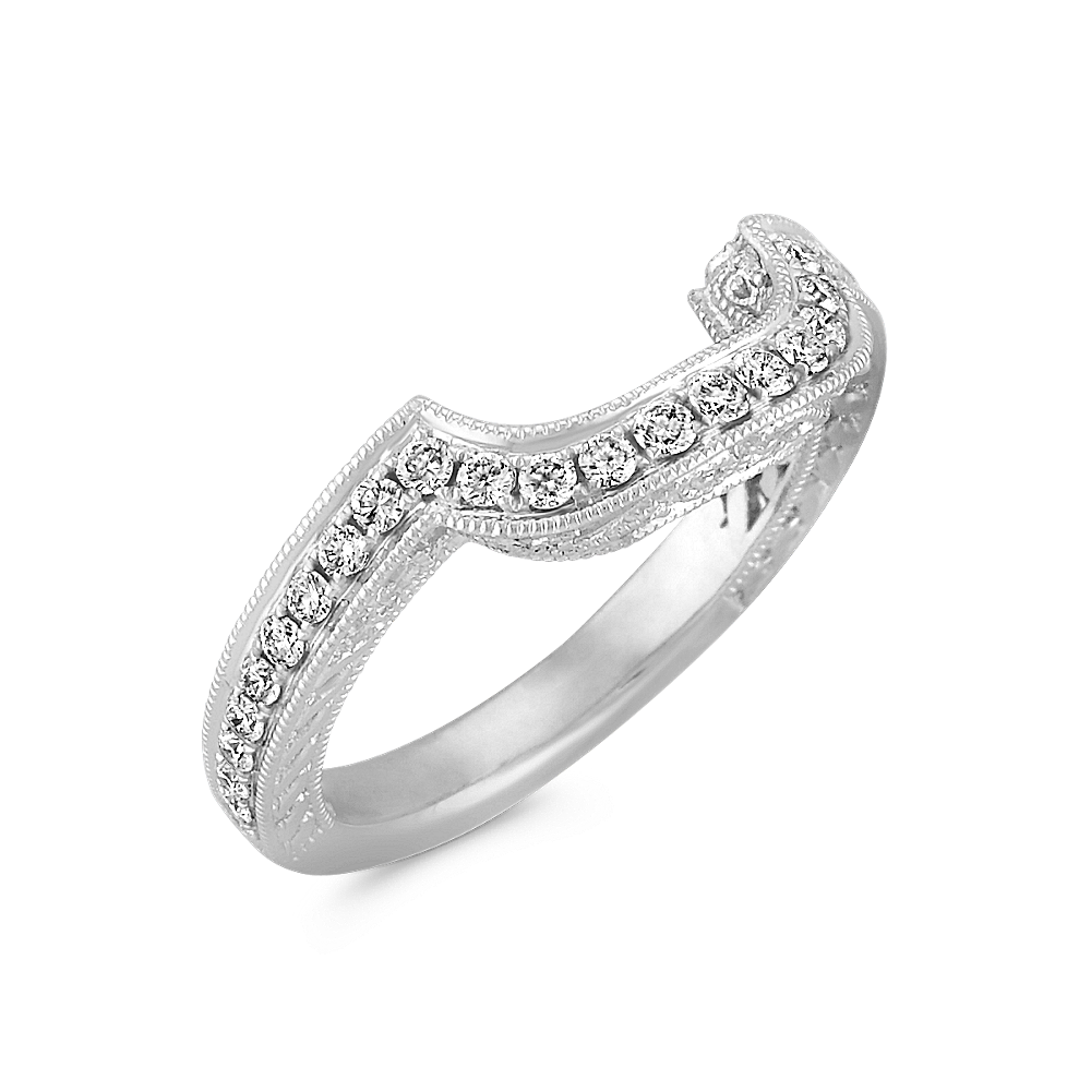 Vintage Diamond Platinum Contour Wedding Band with Pave Setting | Shane Co.