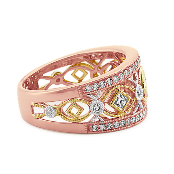 Vintage Diamond Ring in Tri-Tone 14k Gold | Shane Co.