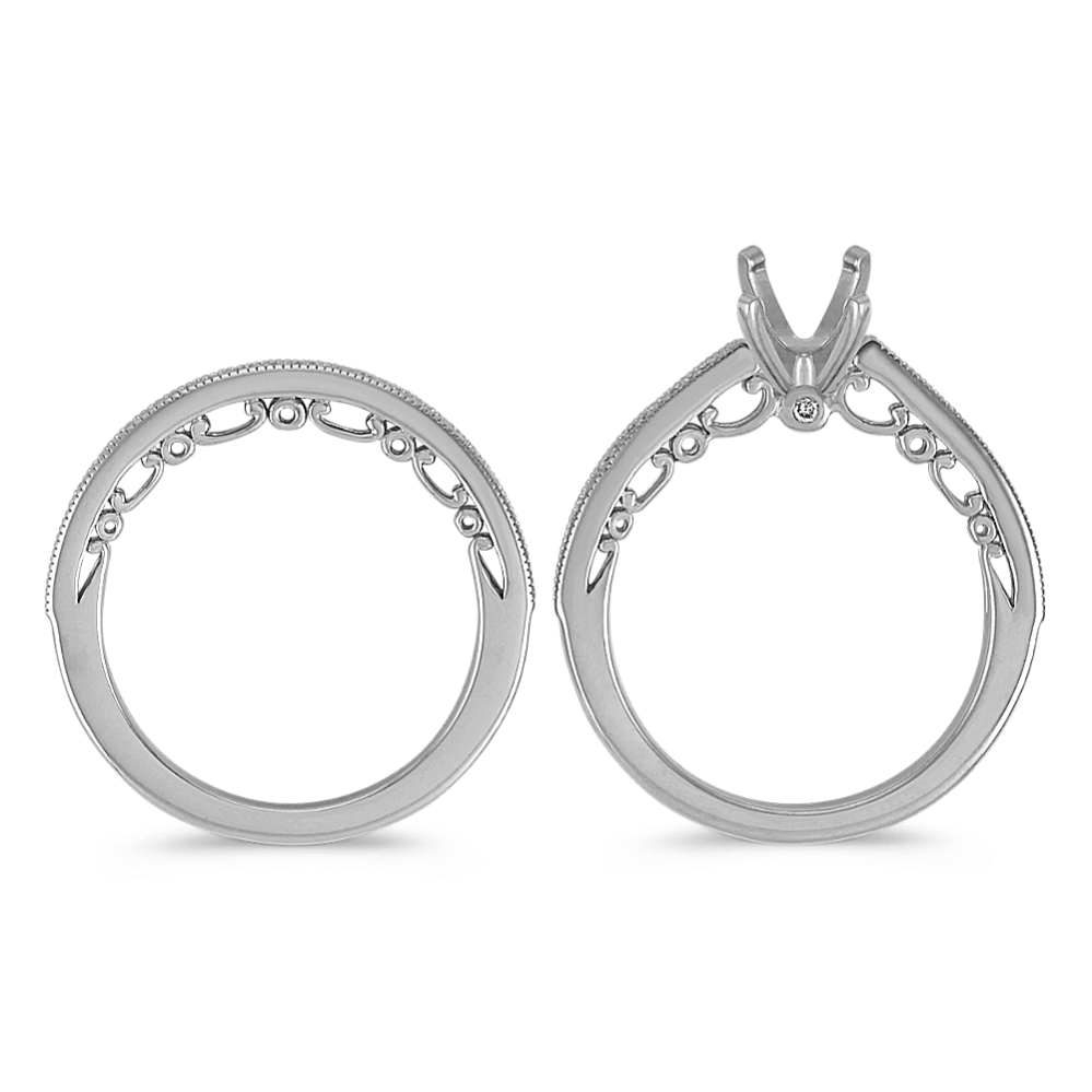 Vintage Pave-Set Diamond Cathedral Platinum Wedding Set | Shane Co.