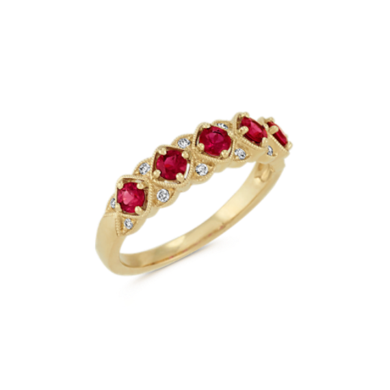 Simone Vintage Ruby and Diamond Ring in 14K Yellow Gold | Shane Co.