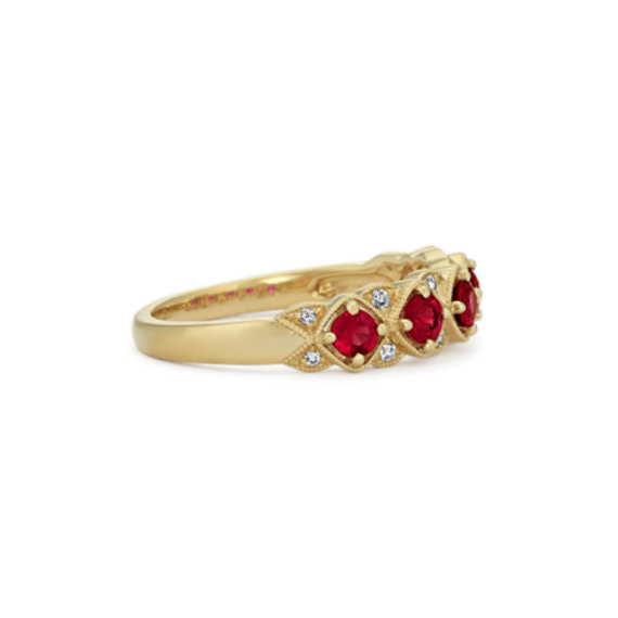 Simone Vintage Ruby and Diamond Ring in 14K Yellow Gold | Shane Co.
