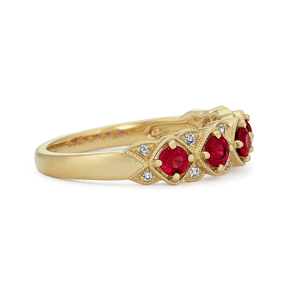 Simone Vintage Ruby and Diamond Ring in 14K Yellow Gold | Shane Co.