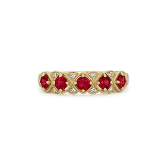 Simone Vintage Ruby and Diamond Ring in 14K Yellow Gold | Shane Co.