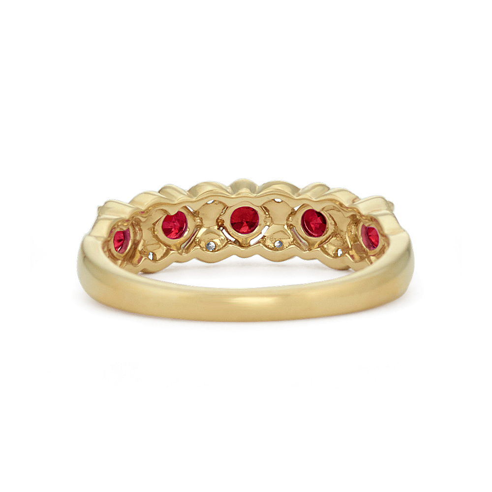 Simone Vintage Ruby and Diamond Ring in 14K Yellow Gold | Shane Co.
