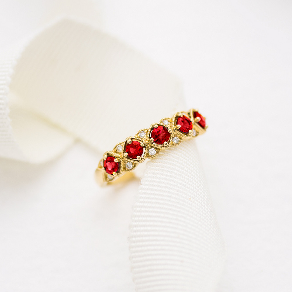 Simone Vintage Ruby and Diamond Ring in 14K Yellow Gold | Shane Co.
