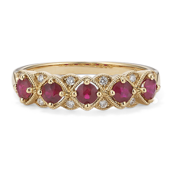 yellow gold ruby and diamond ring