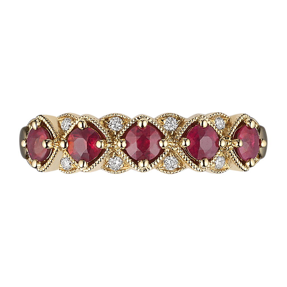 Simone Vintage Ruby and Diamond Ring in 14K Yellow Gold | Shane Co.